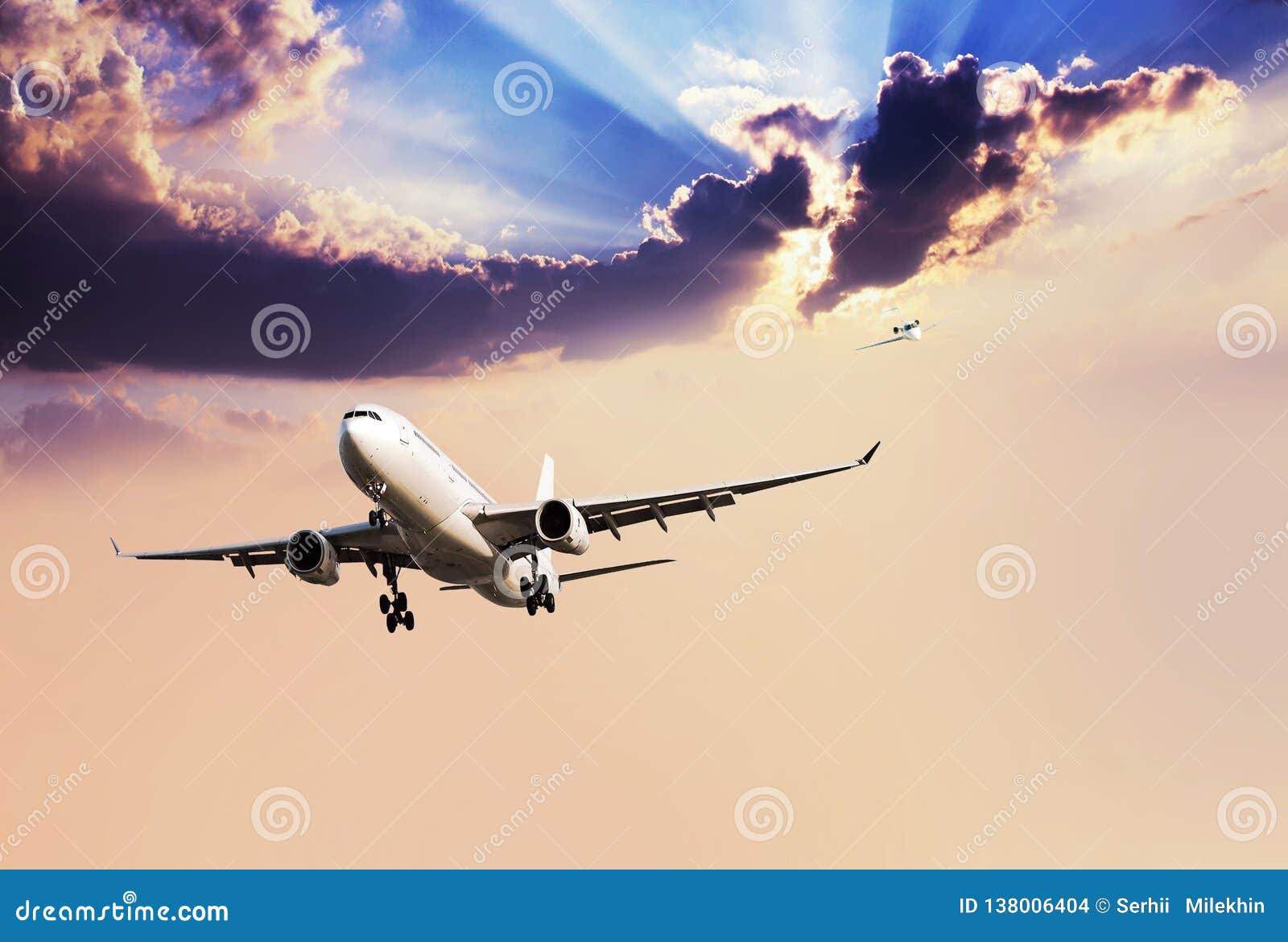 Jet aircraft in flight stock photo. Image of nature - 138006404