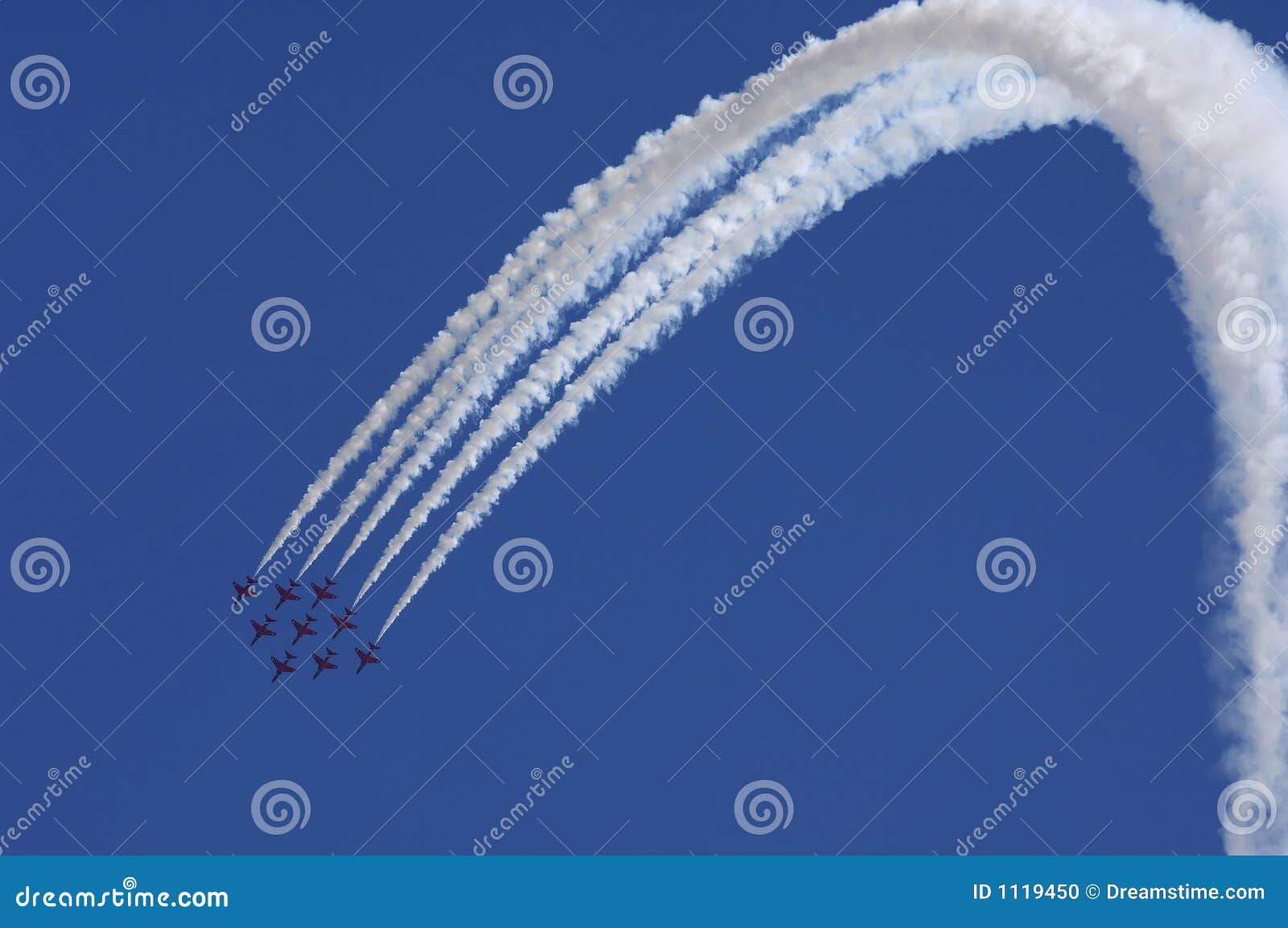 Jet aircraft in formation stock photo. Image of stream - 1119450