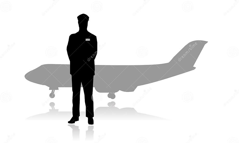 Jet Airline Pilot or Aviator Silhouette Stock Vector - Illustration of ...