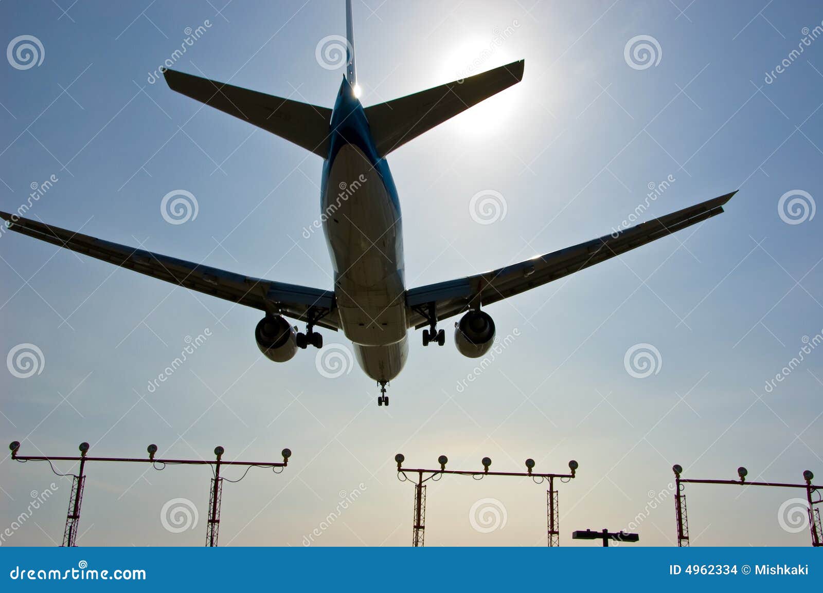 Jet Airliner Airplane Landing Stock Photo - Image of bottom, arrival ...