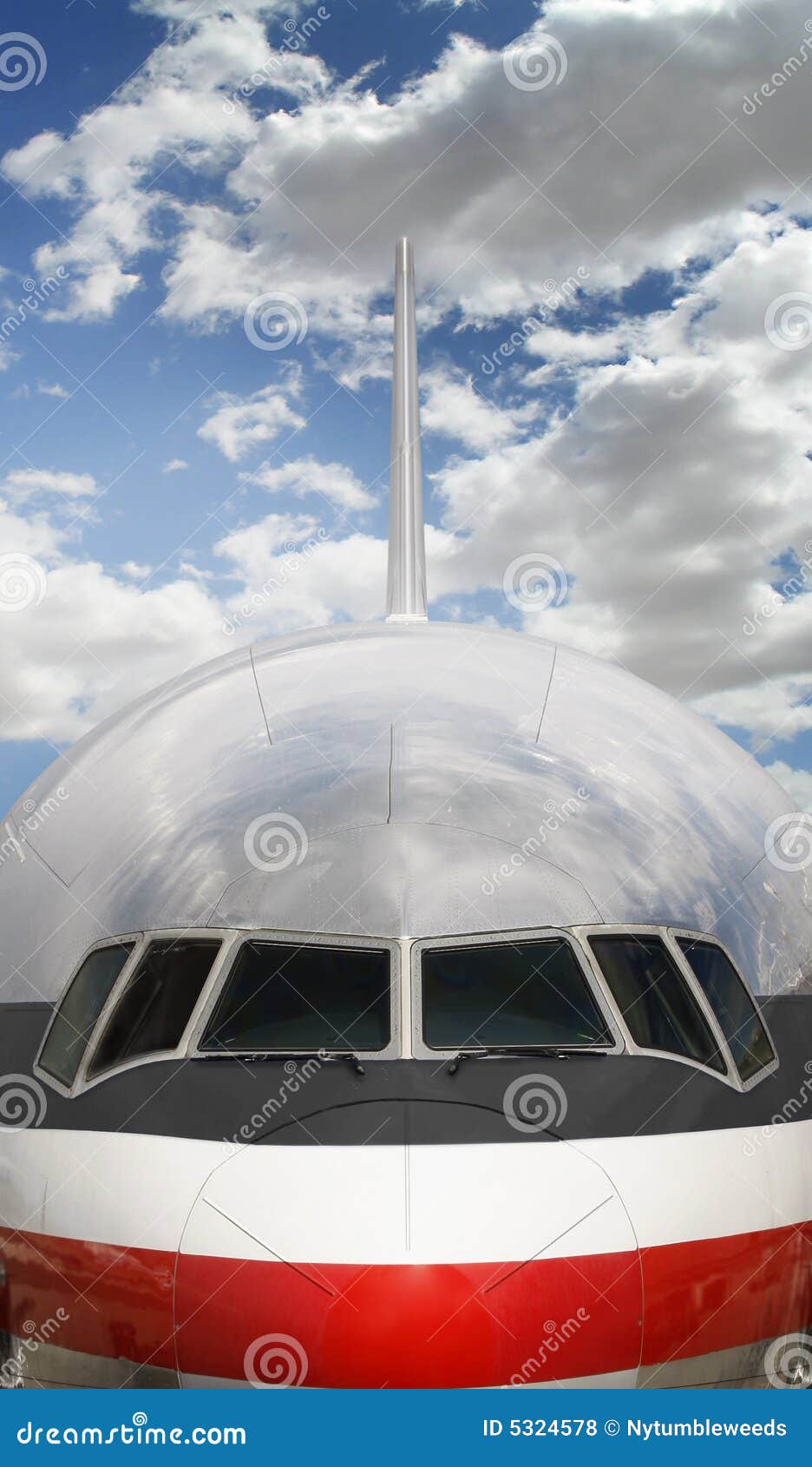 Jet Airliner Facing Forward Stock Photo - Image of close ...