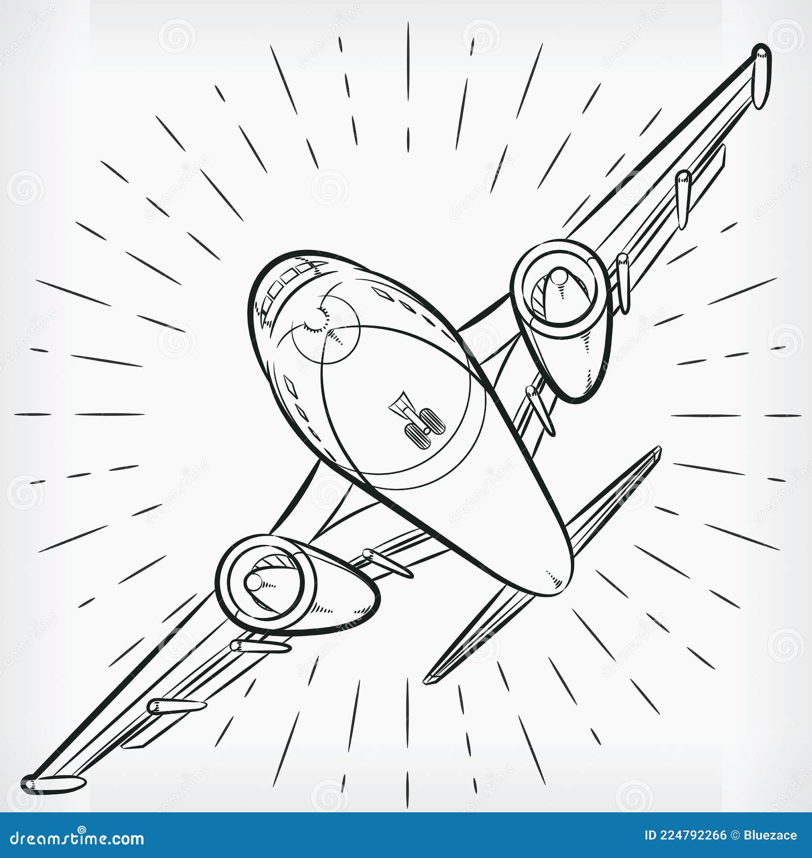 Jet Airplane Doodle Flight Handdrawing Sketch Vector Illustration Stock ...