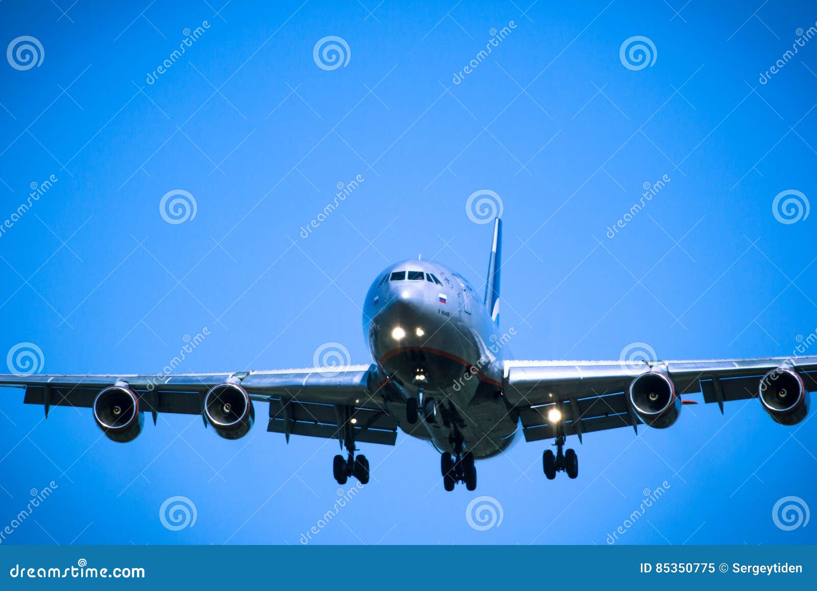 Jet Airplane Flying Overhead Close-up Stock Image - Image of departure ...
