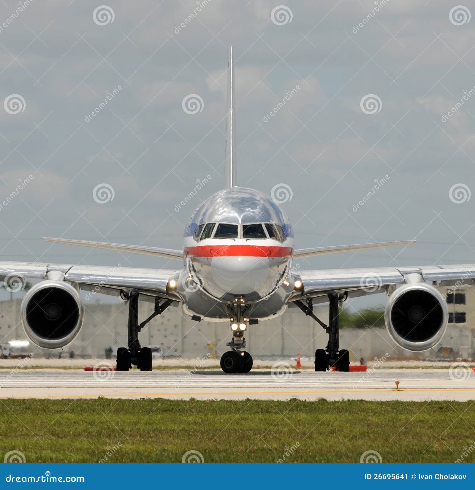 Jet airplane front view stock image. Image of transport - 26695641