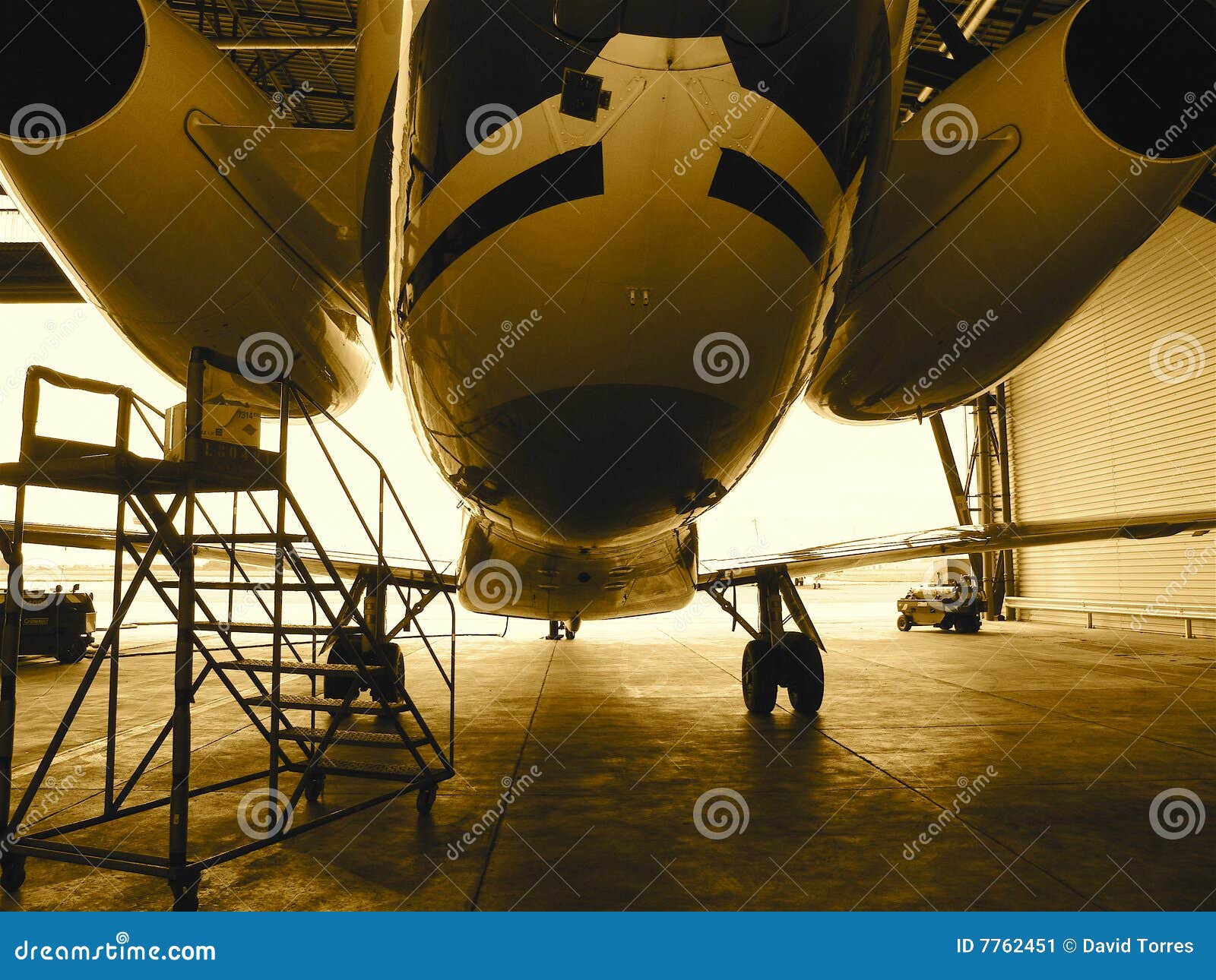 Jet airplane in hanger stock image. Image of engine, sepia - 7762451
