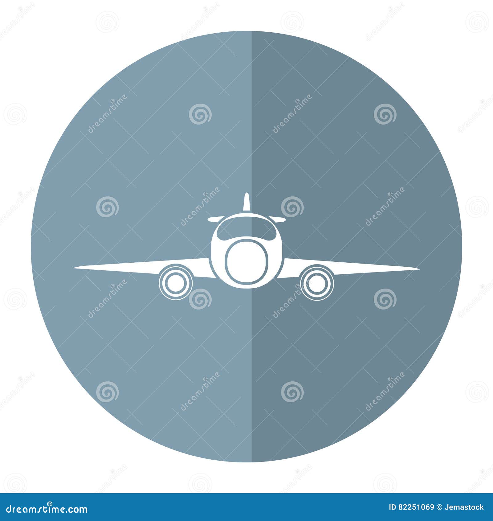 Jet Airplane Private Transport Front View Gray Circle Stock Vector ...