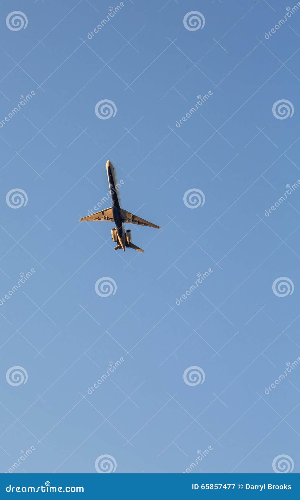 Jet Airplane Rising into Blue Sky Stock Image - Image of flight, travel ...