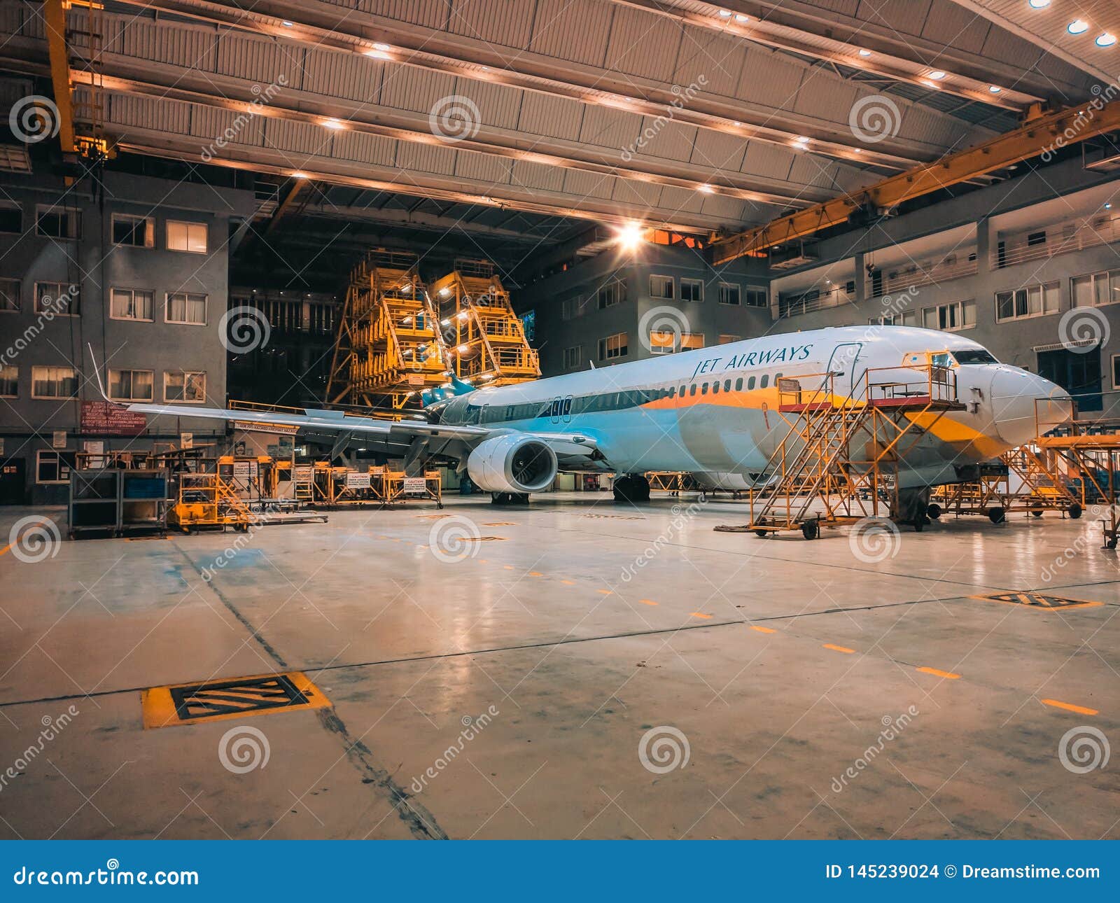 Jet Airways Plane in Hangar Editorial Stock Image - Image of energy ...