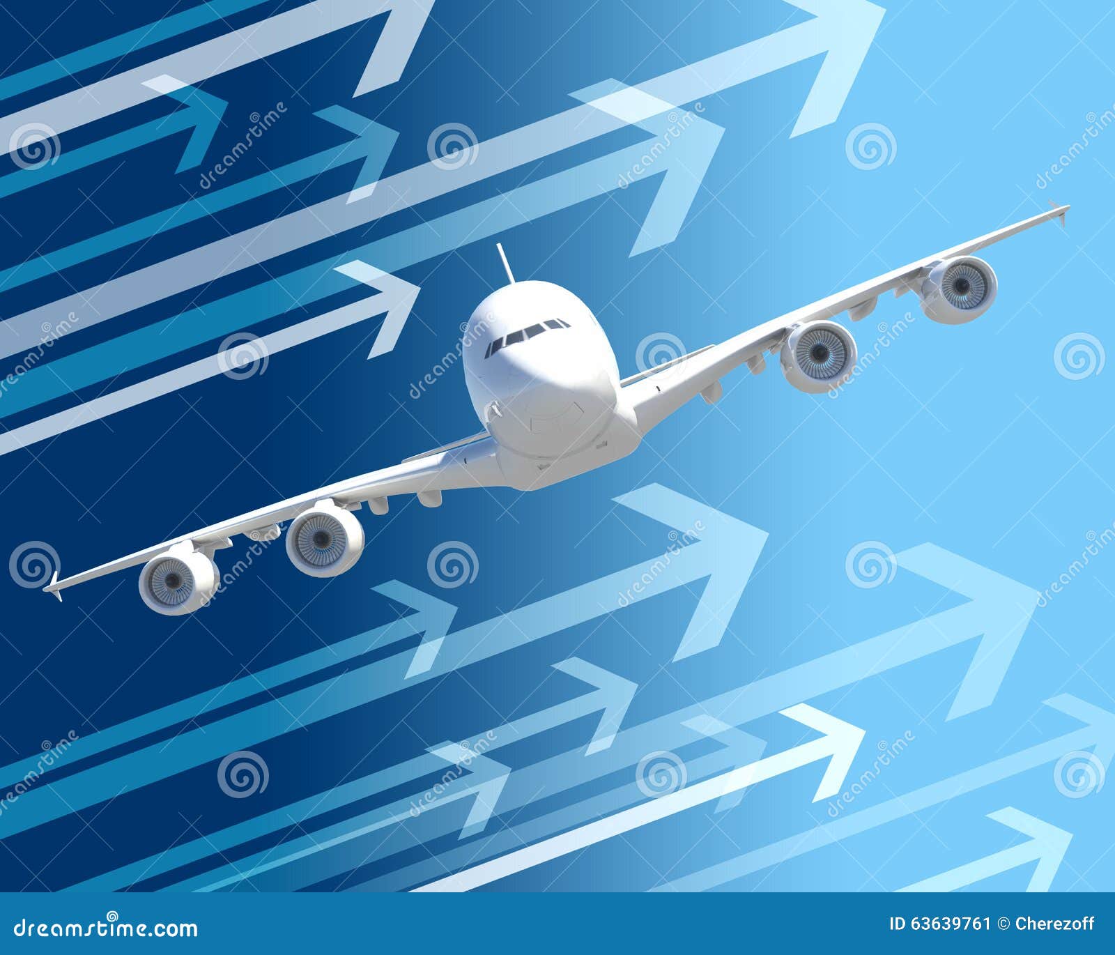 Jet with arrows on blue stock illustration. Illustration of plane ...