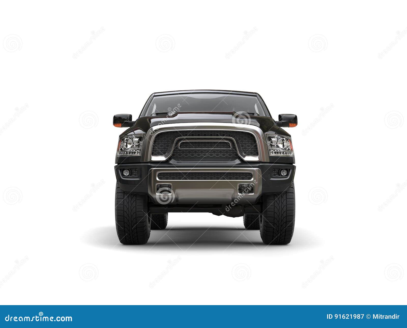 Jet Black Modern Pick-up Truck - Front View Stock Illustration ...