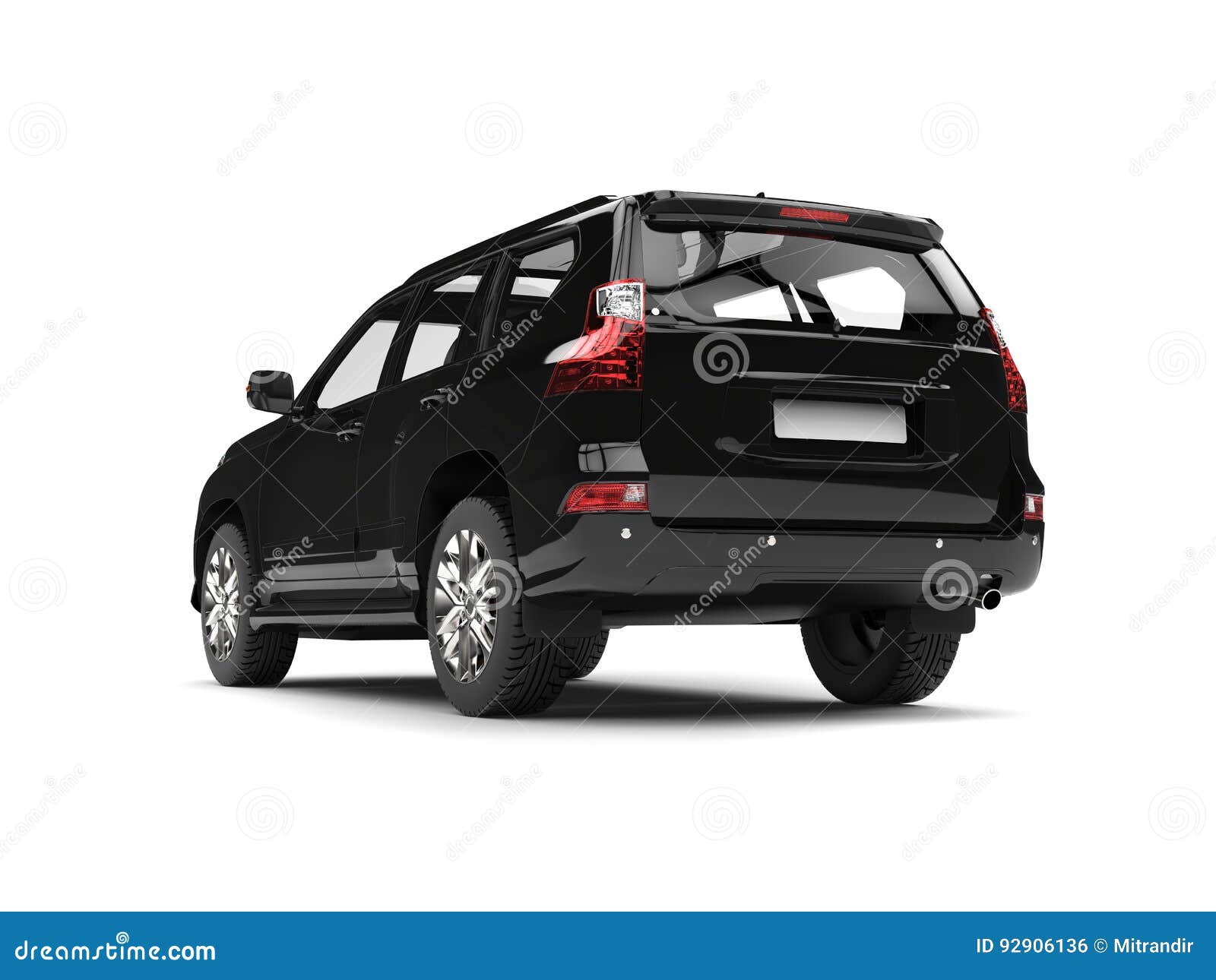 Jet Black Modern SUV - Rear View Stock Illustration - Illustration of ...
