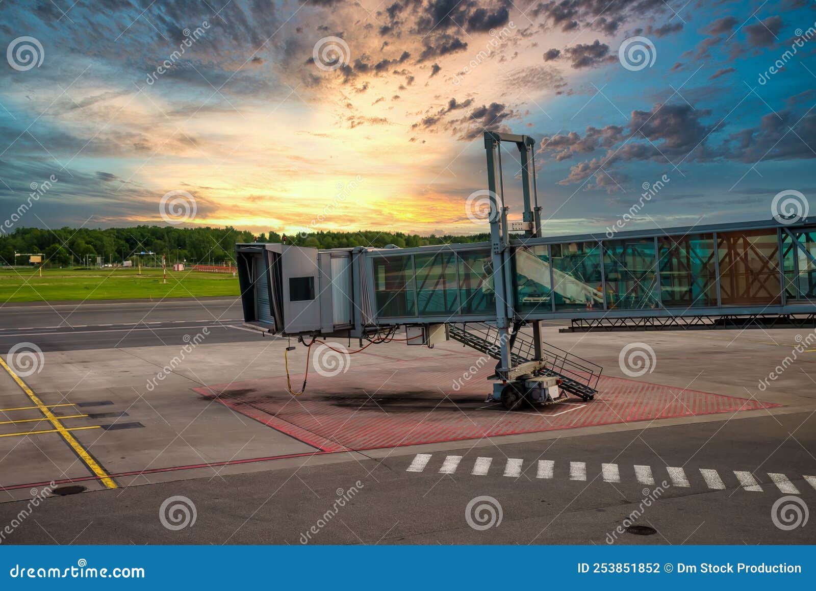 Jet bridge in airport. stock photo. Image of glass, gangway - 253851852