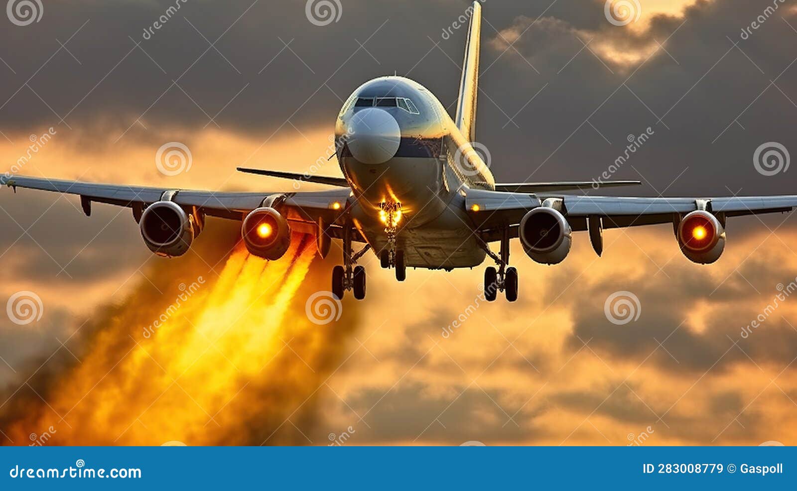 Jet Carrier and Engine on Fire. Generative AI Stock Illustration ...