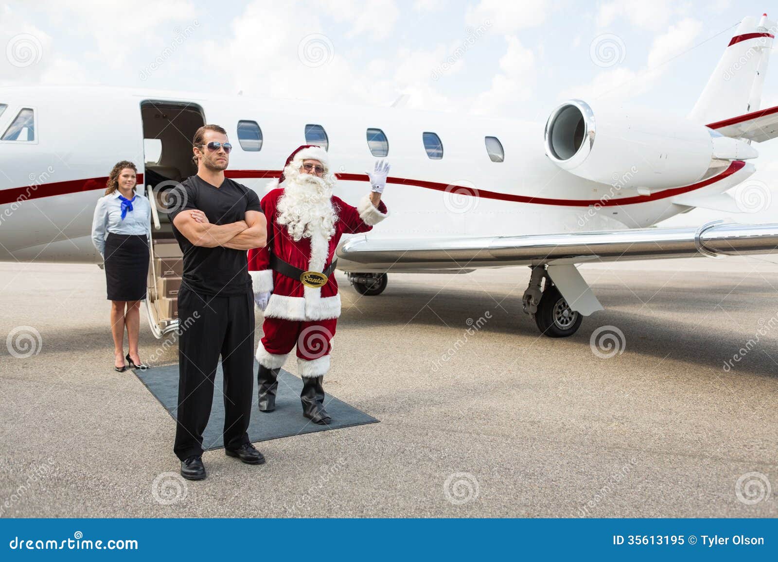 Jet De Santa Waving Hand Against Private Imagen de archivo - Imagen de ...