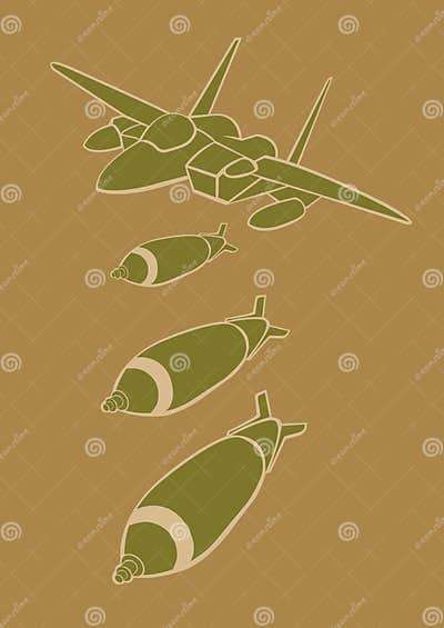 Jet dropping bombs stock vector. Illustration of army - 26335979