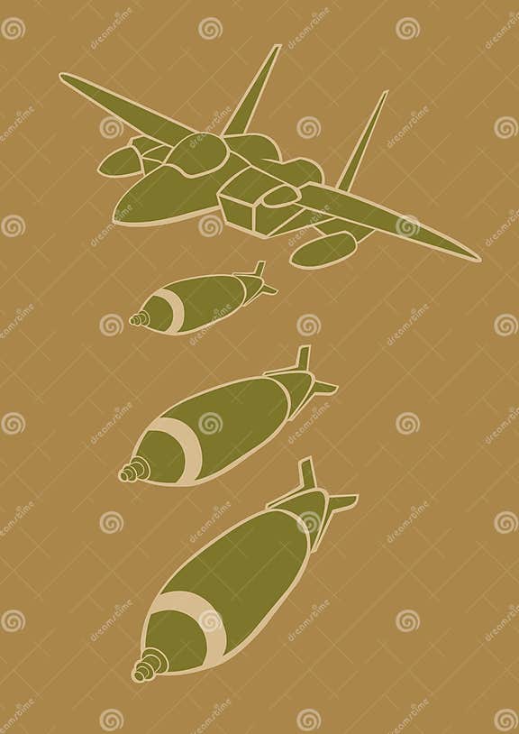 Jet dropping bombs stock vector. Illustration of army - 26335979