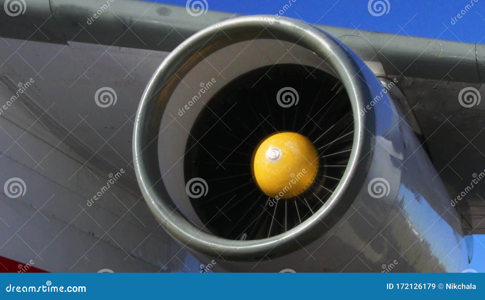 Jet Engine of an Airliner Plane Still in Function Rotating while the ...