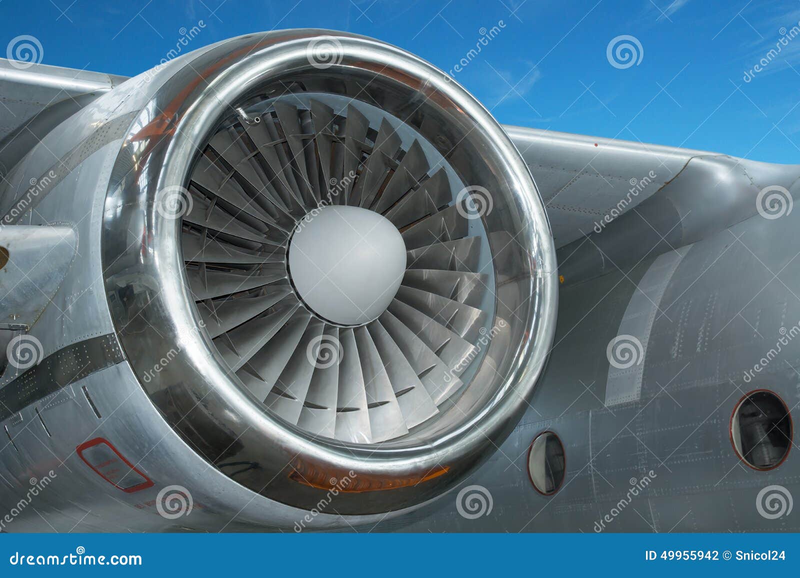 Jet engine on airplane stock photo. Image of technology - 49955942