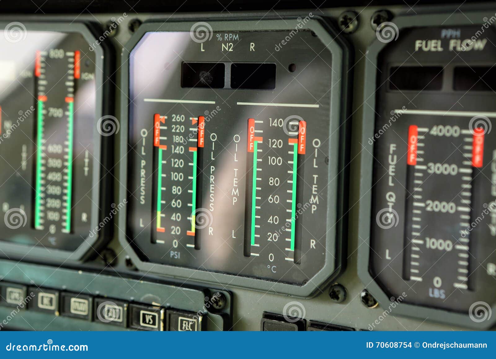 Jet engine analog gauges stock photo. Image of right - 70608754