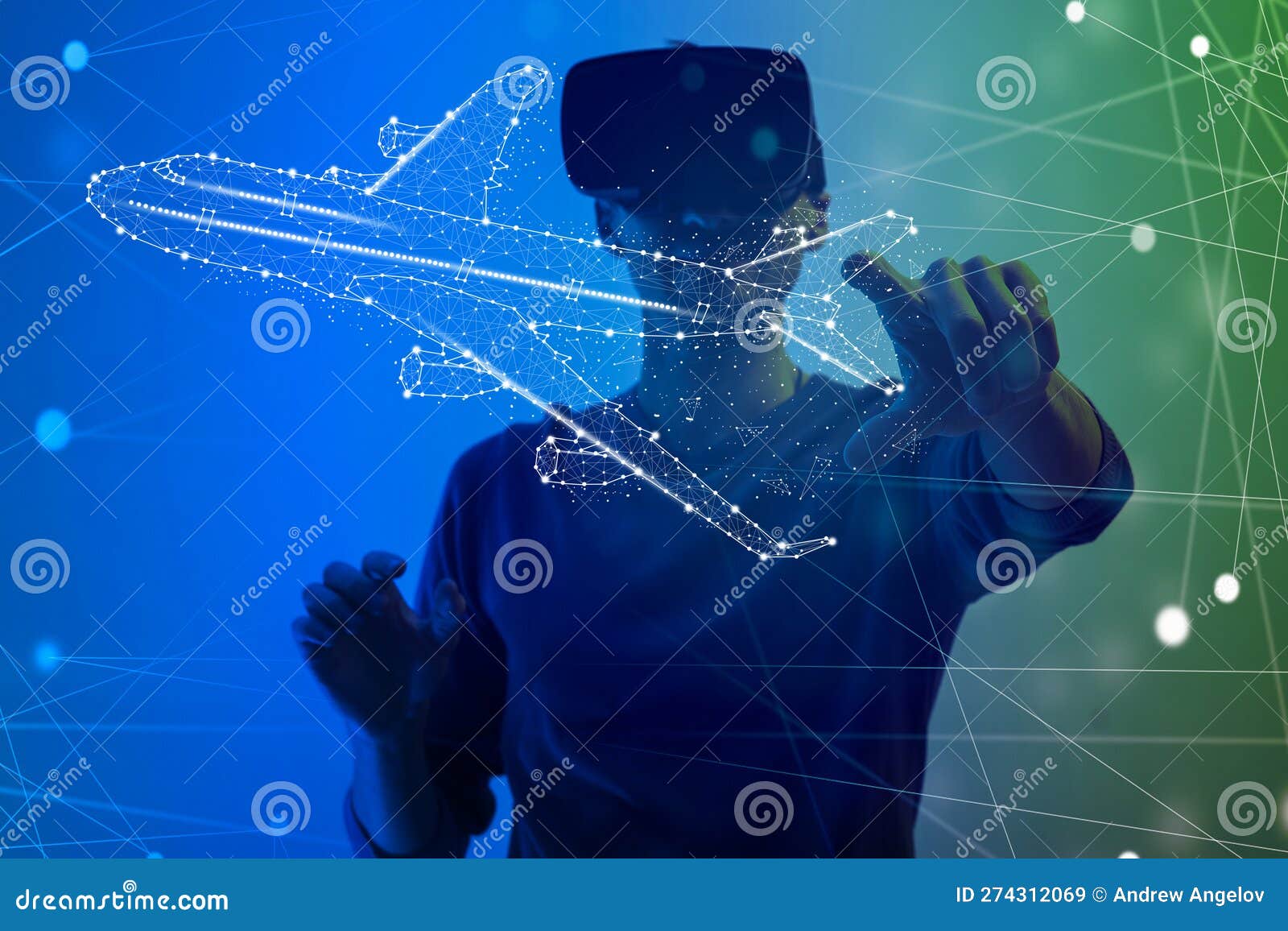 Jet Engine Augmented Reality Hologramm. Specialists Work in ...