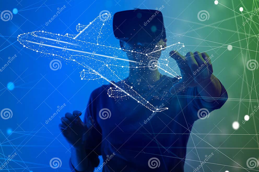 Jet Engine Augmented Reality Hologramm. Specialists Work in ...