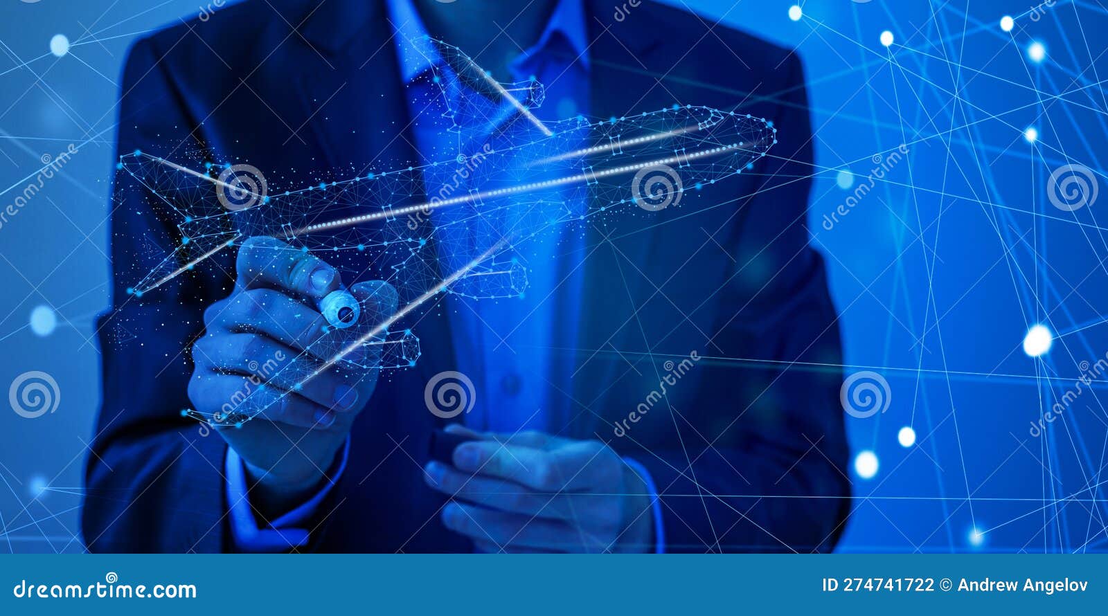 Jet Engine Augmented Reality Hologramm. Specialists Work in ...