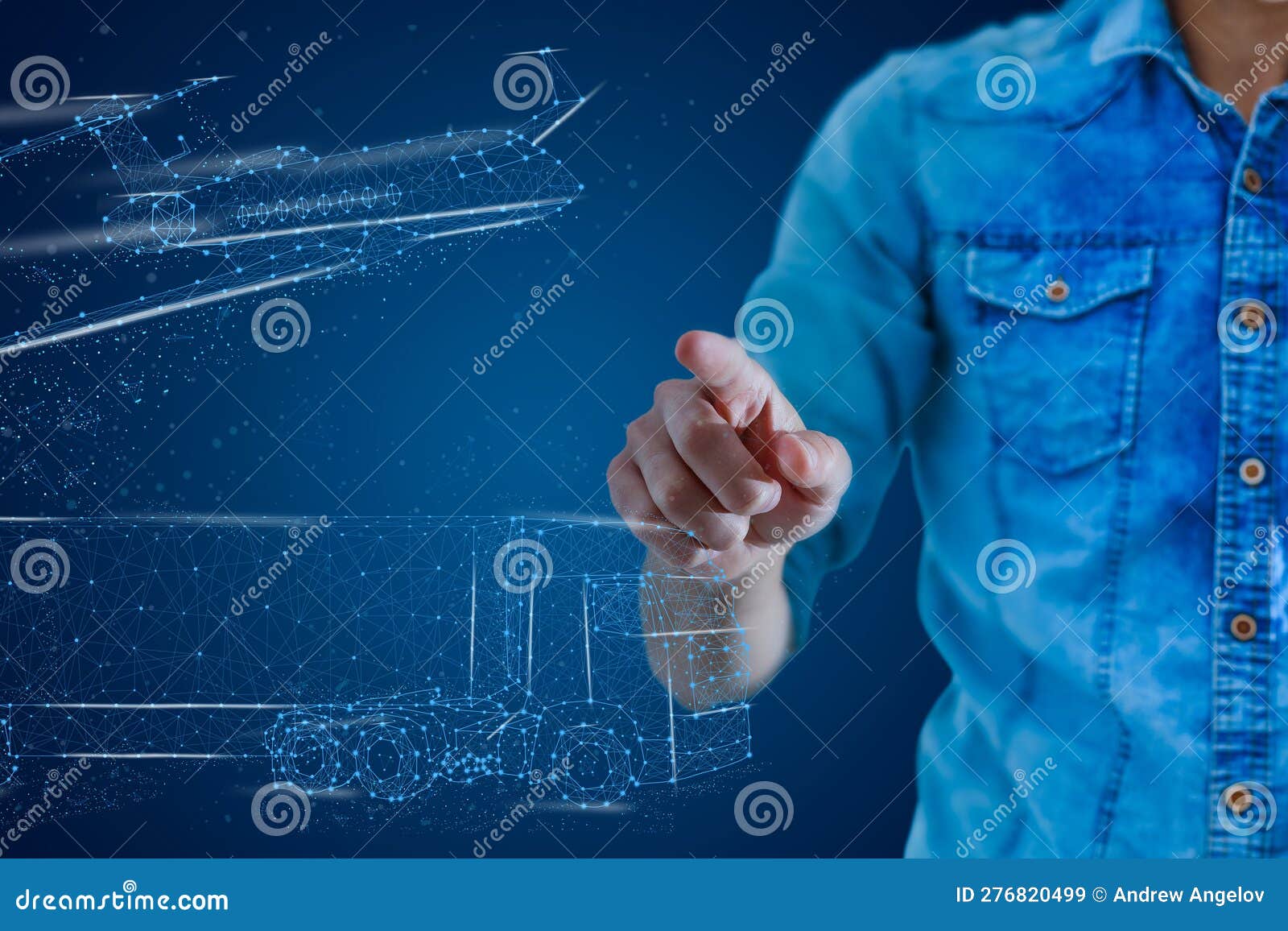 Jet Engine Augmented Reality Hologramm. Specialists Work in ...