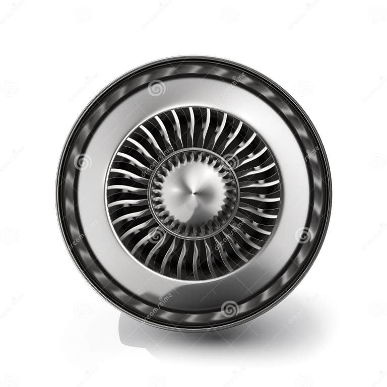 Jet Engine Back View Isolated on White Background. 3d Rendering Stock ...