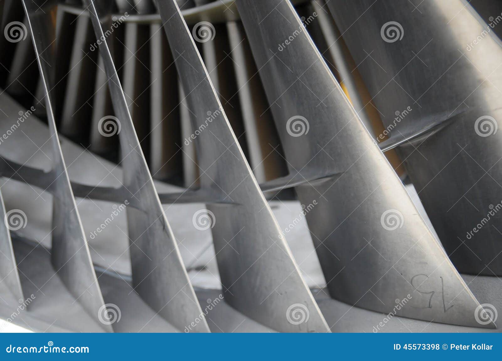 Jet Engine Blades. Front Of The Aircraft Engine For Background. Turbo ...