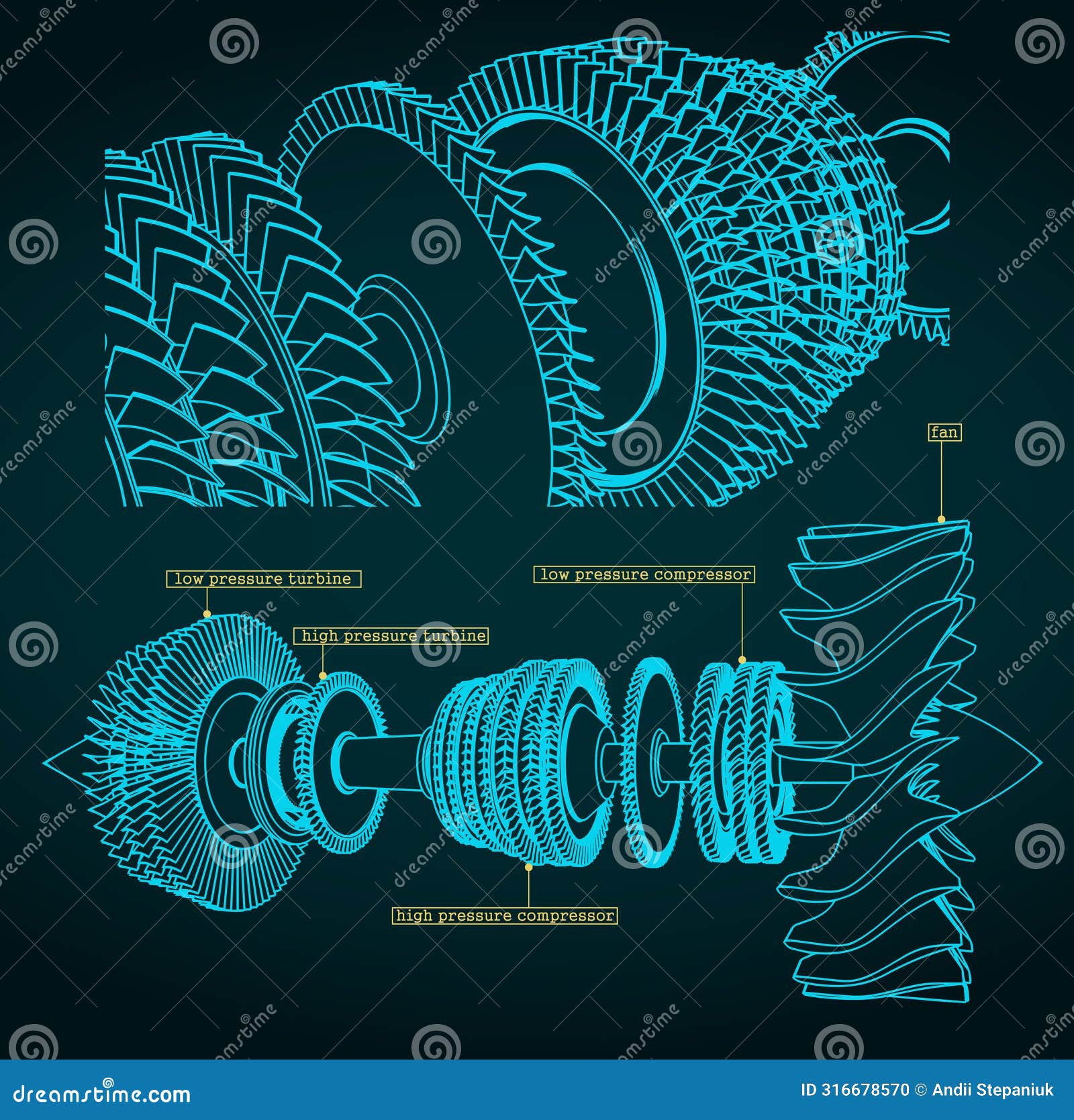 Engine Compressor Blisk Drawing Cartoon Vector | CartoonDealer.com ...