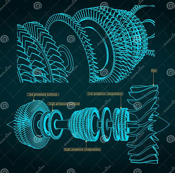 Jet Engine Compressor Drawings Stock Vector - Illustration of ...