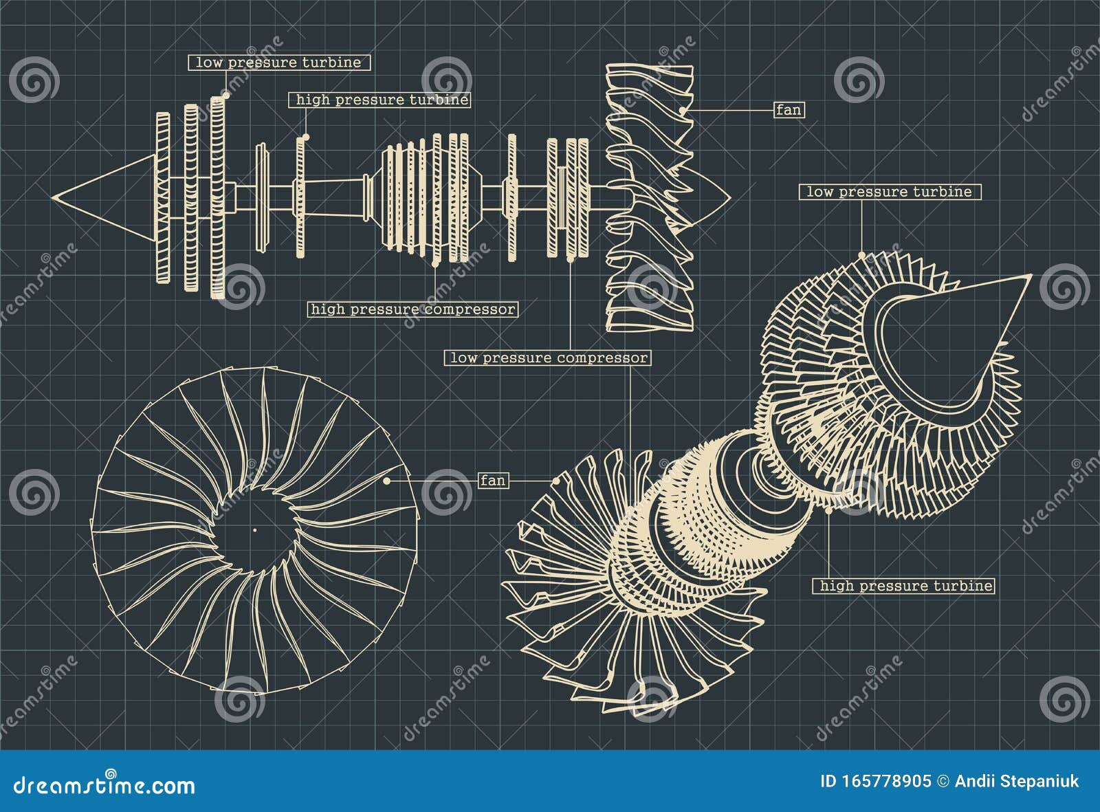 Jet engine compressor stock vector. Illustration of retro - 165778905