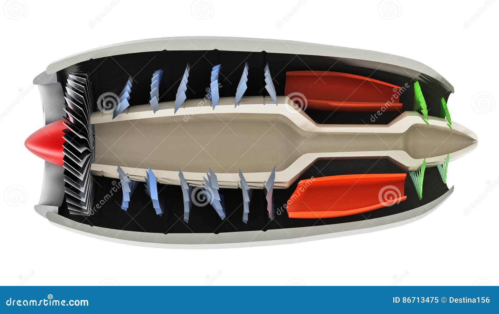 Jet Engine Cross Section Showing Details 3D Illustration Stock ...