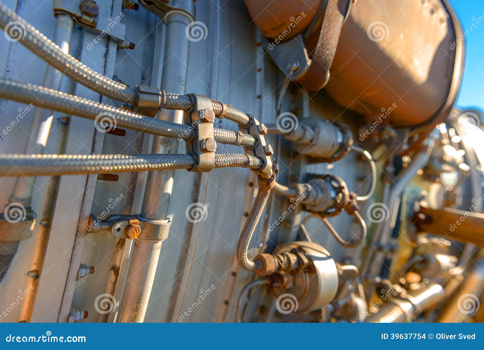 Jet Engine of a Fighter Plane Closeup Stock Photo - Image of device ...