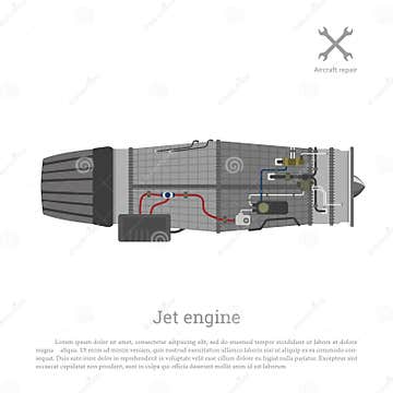 Jet Engine in a Flat Style. Part of the Aircraft. Side View Stock ...