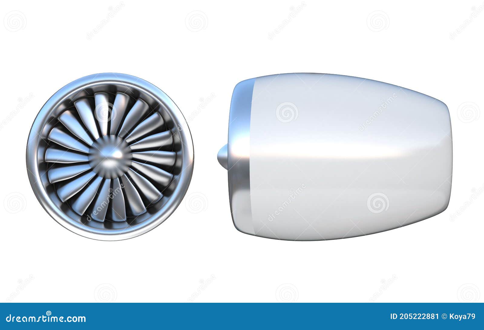 Jet Engine Front and Side View 3d Rendering Stock Illustration ...