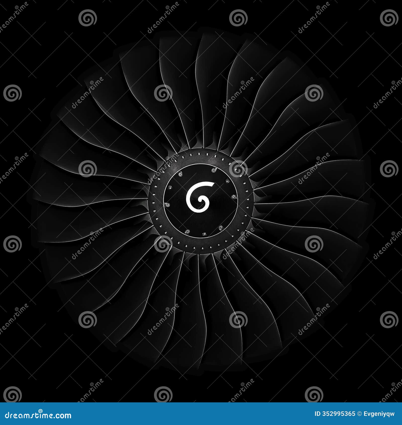 Jet Engine Front View Isolated on Black Background. Close Up of ...