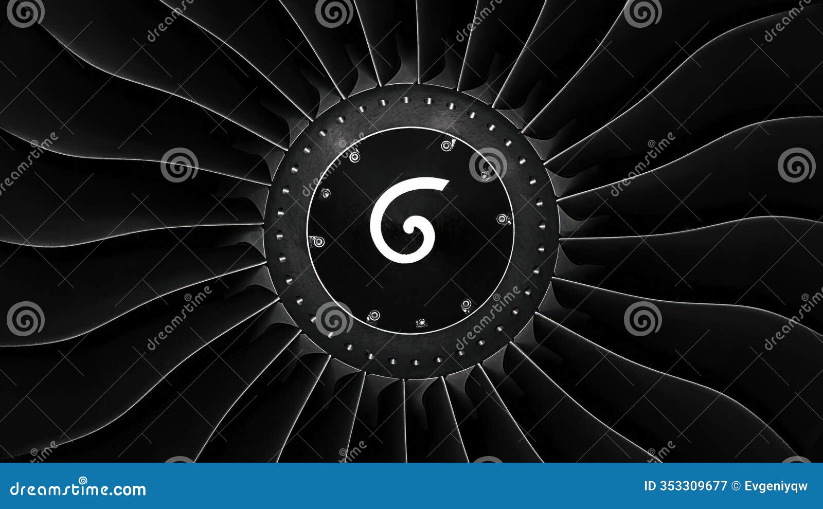 Jet Engine Front View Isolated on Black Background. Close Up of ...
