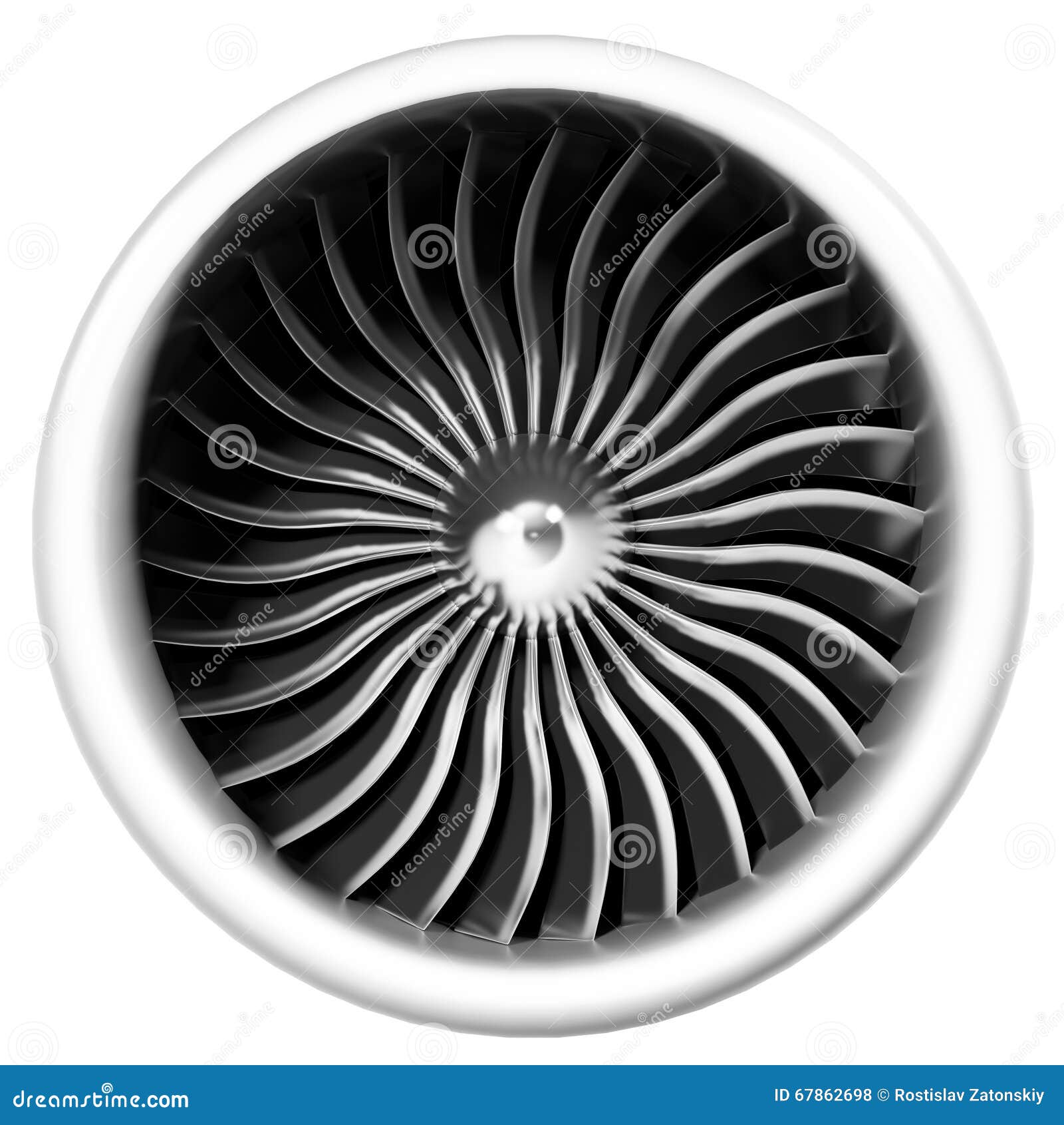Jet Engine Front View Isolated on White Background. Stock Illustration ...