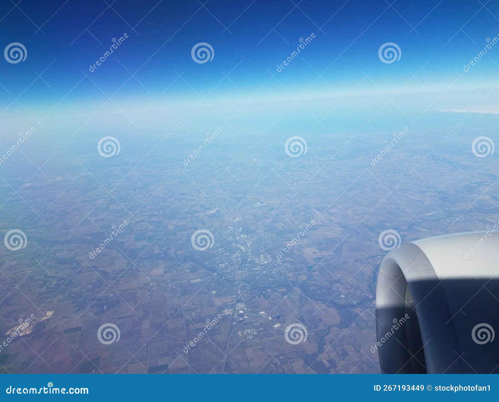 Jet Engine and Ground Seen from Airplane Window Stock Image - Image of ...