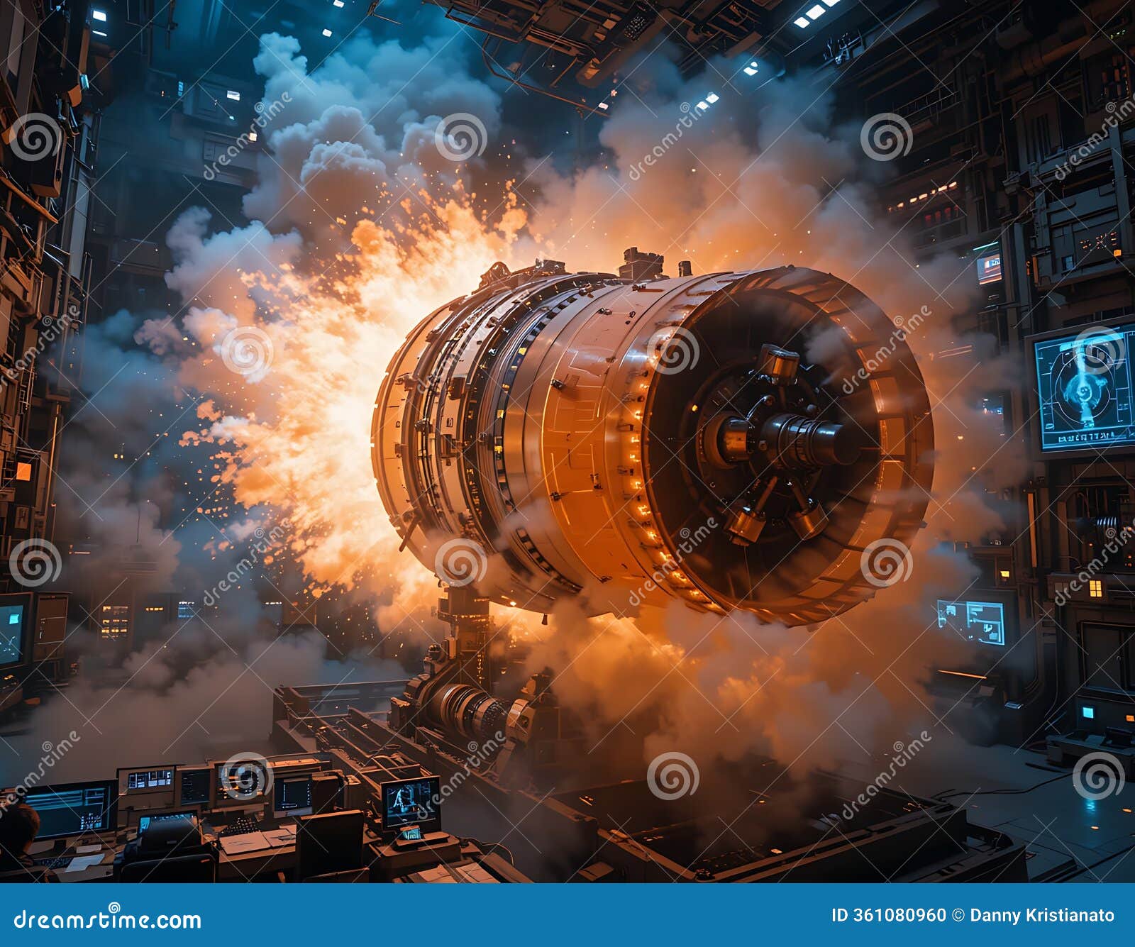 Jet Engine Ignition Test Dramatic Sci-fi Scene Stock Illustration ...