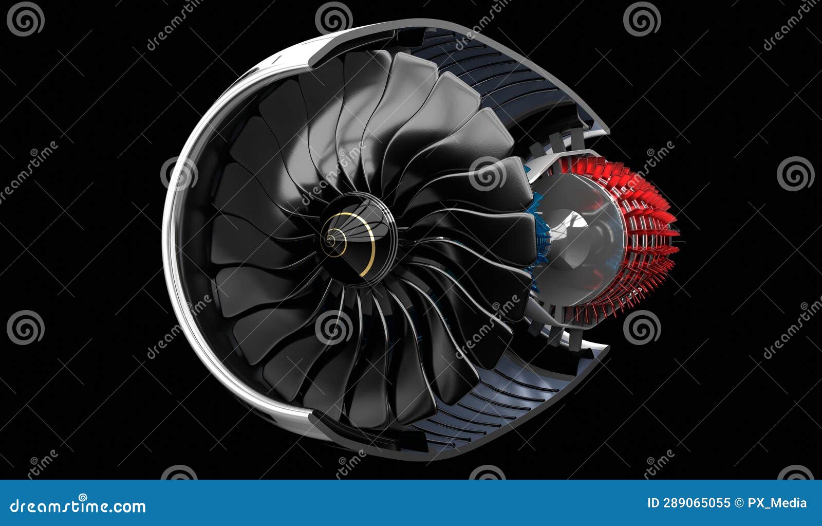 Jet Engine Inside - on Black Background Stock Illustration ...