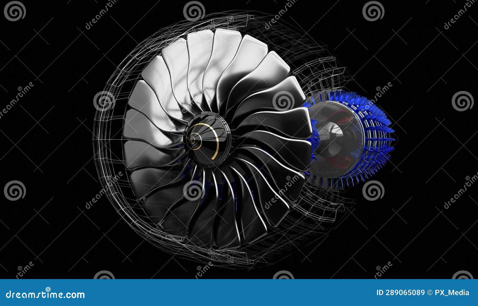 Jet Engine Inside - on Black Background Stock Illustration ...