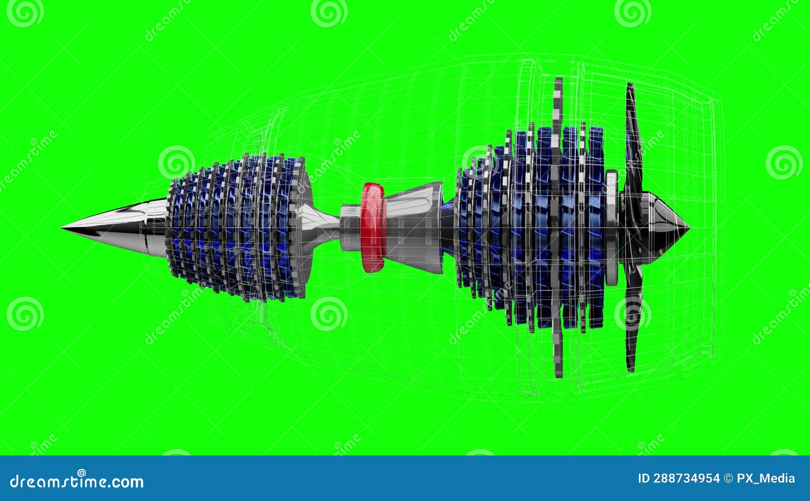 Jet Engine Inside, Partly Wireframe Model Stock Footage - Video of ...