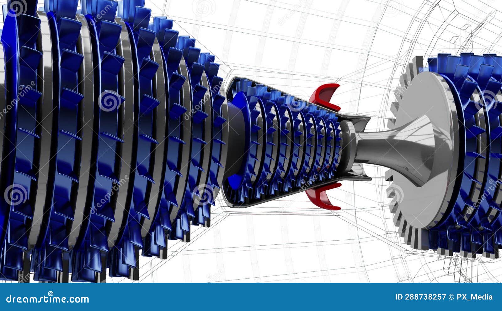 Jet Engine Inside, Partly Wireframe Model Stock Video - Video of inside ...