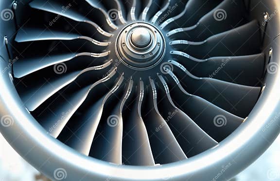 Jet Engine Internal Structure Detailed Closeup. Complex Arrangement of ...