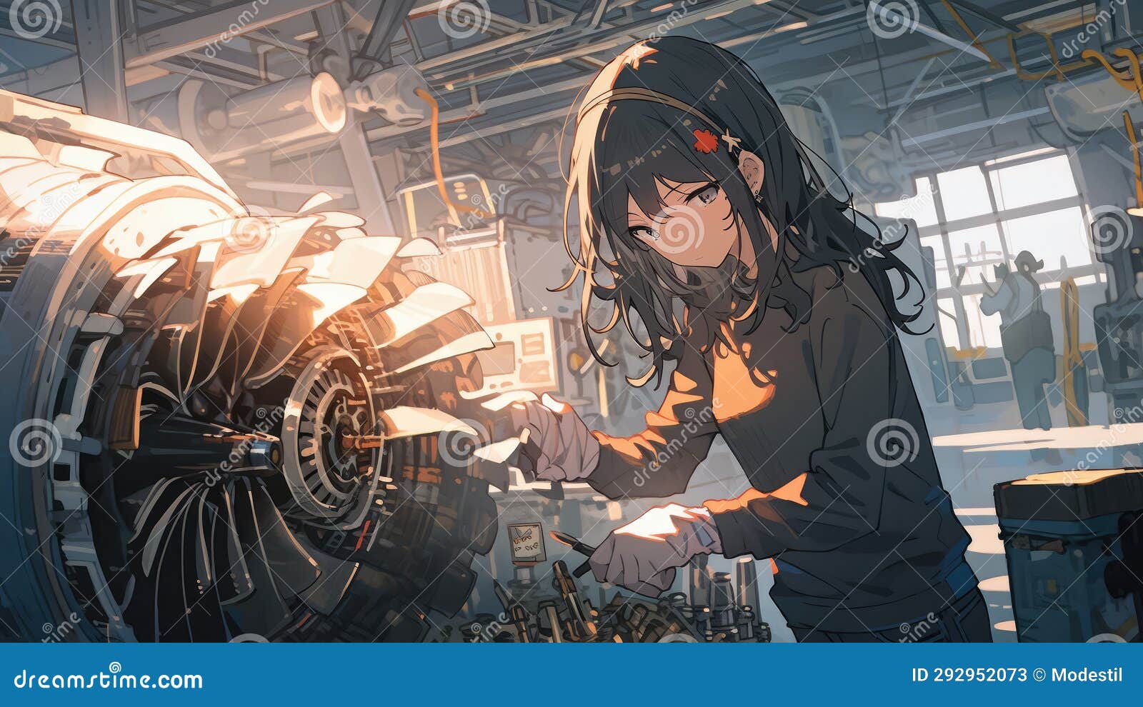 Jet Engine Mechanic at Work - Generative AI Stock Illustration ...