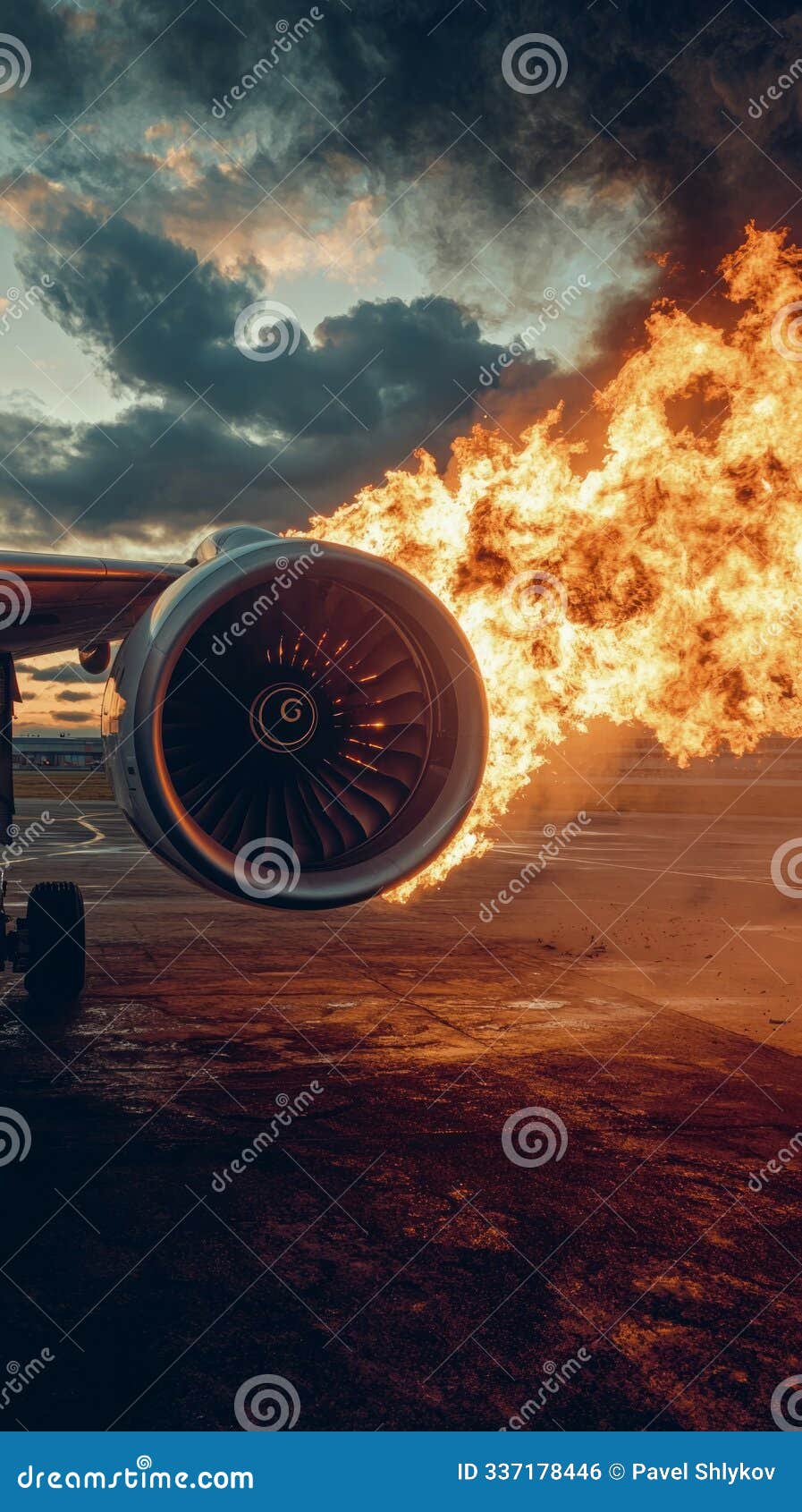 Jet Engine of Modern Aircraft in Fire. Stock Photo - Image of engine ...