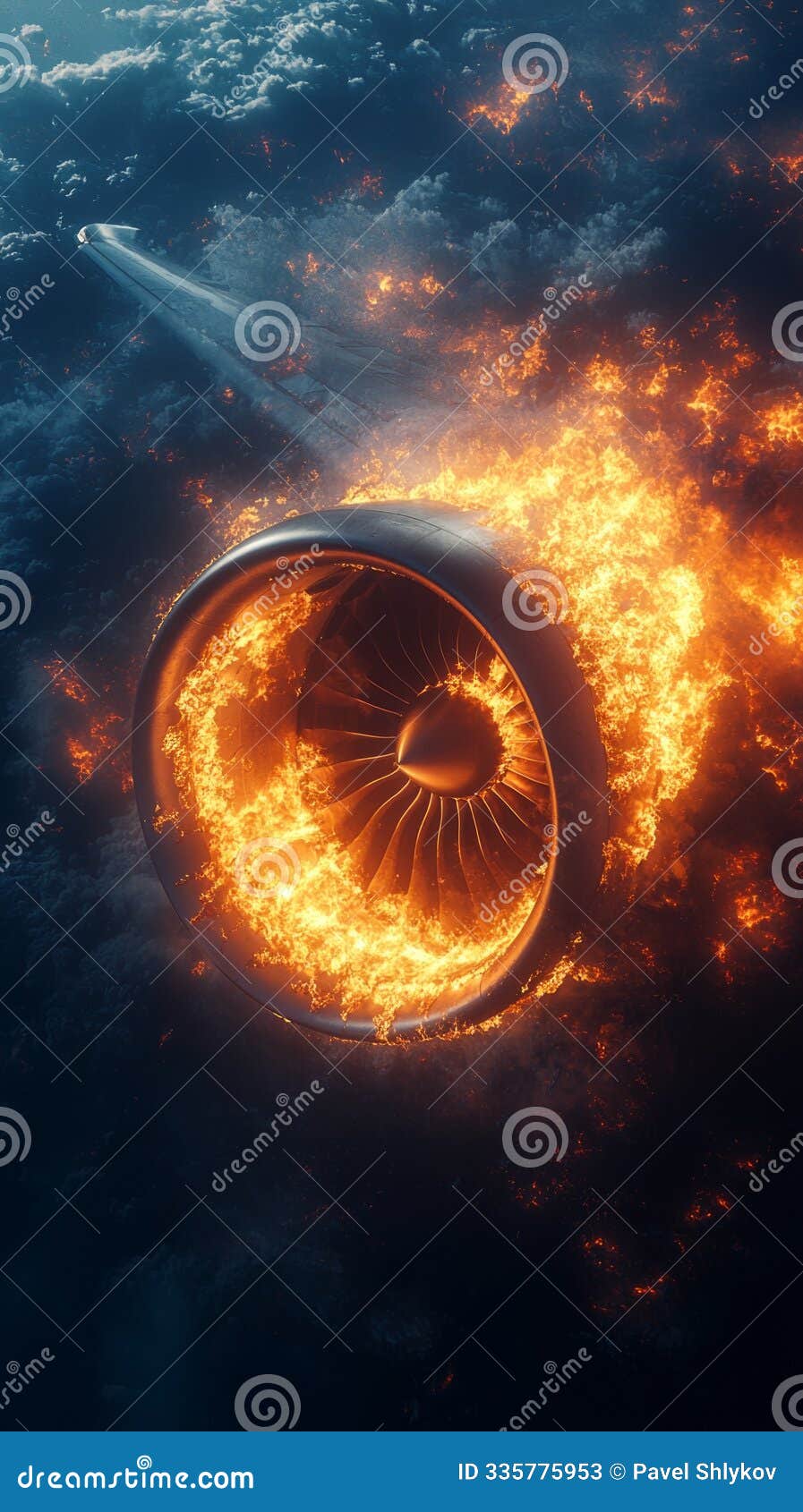 Jet Engine of Modern Aircraft in Fire. Stock Image - Image of ...