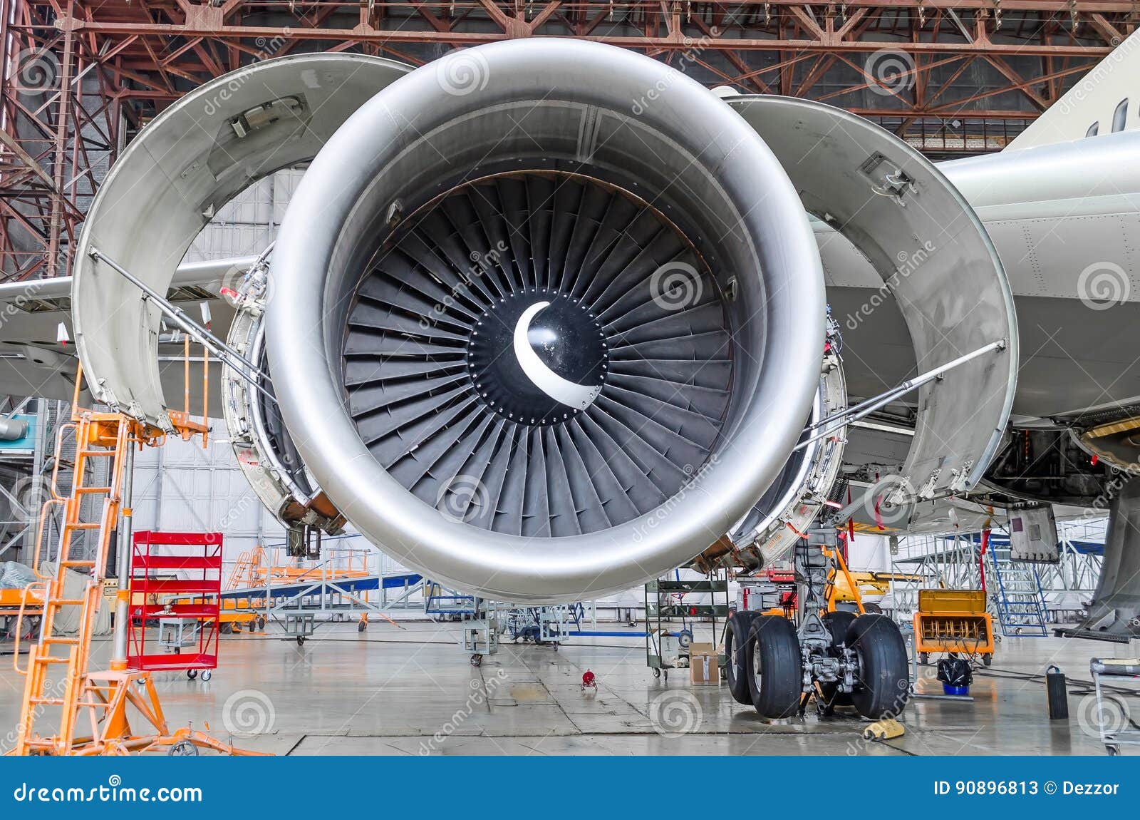 Jet Engine Open and Ready for Maintenance Inside Hangar Stock Image ...